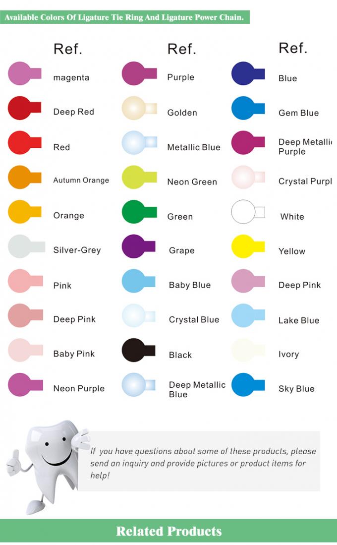 K Shape Colored Orthodontic Elastic Ligature Tie CE ISO Certificated